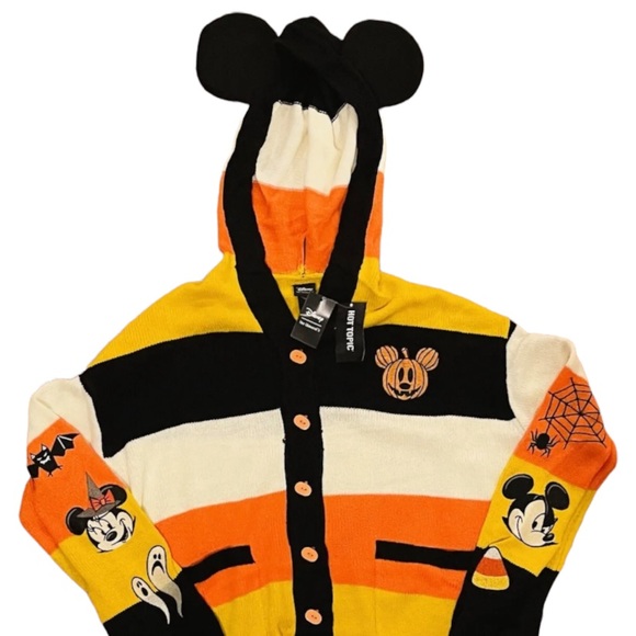 Disney | Sweaters | Mickey Mouse Candy Corn Disney Cardigan Her ...